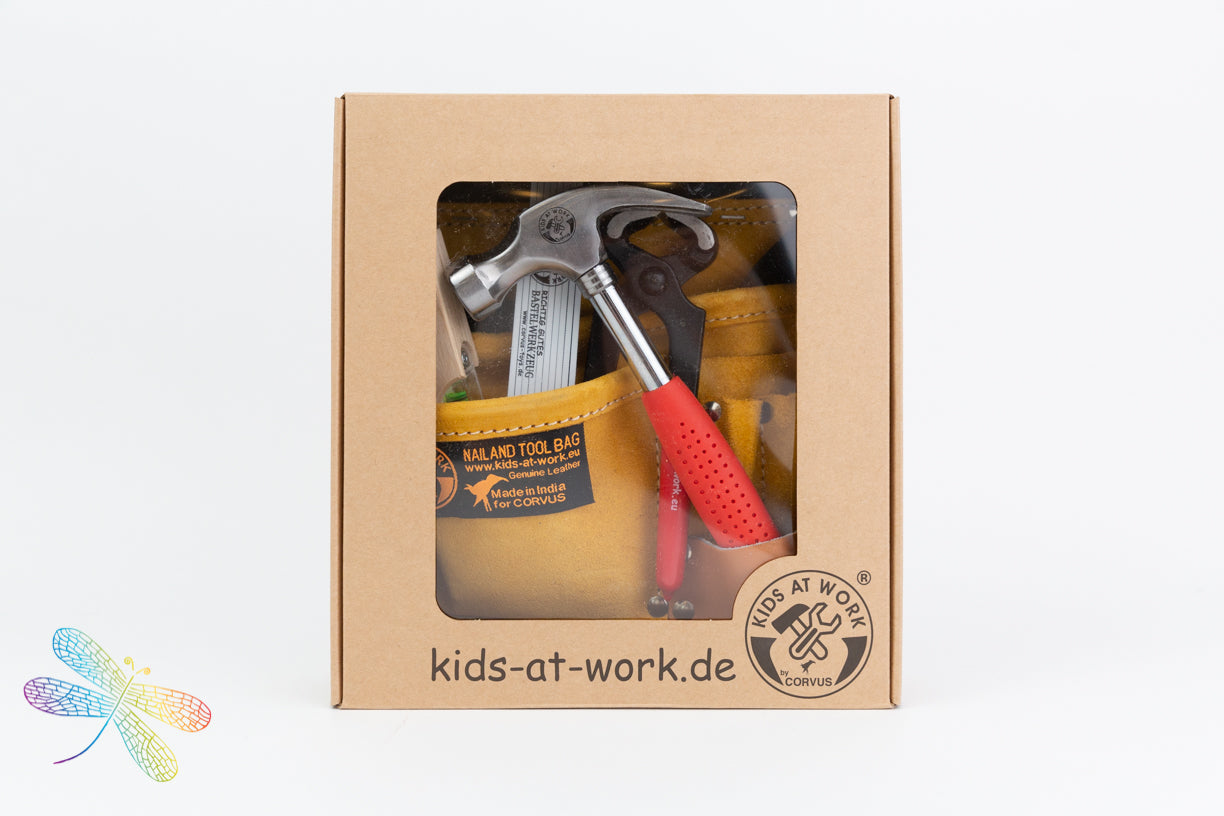 Builder Tool Set with Leather Tool Belt with Tools by Kids at Work ...