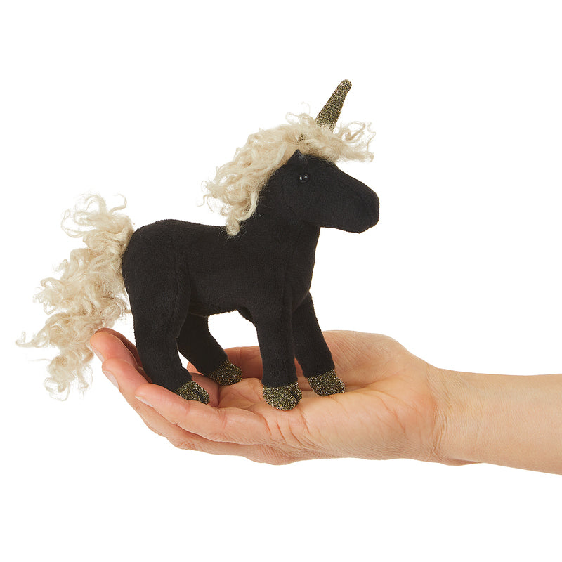 Black Unicorn Finger Puppet by Folkmanis – Dragonfly Toys