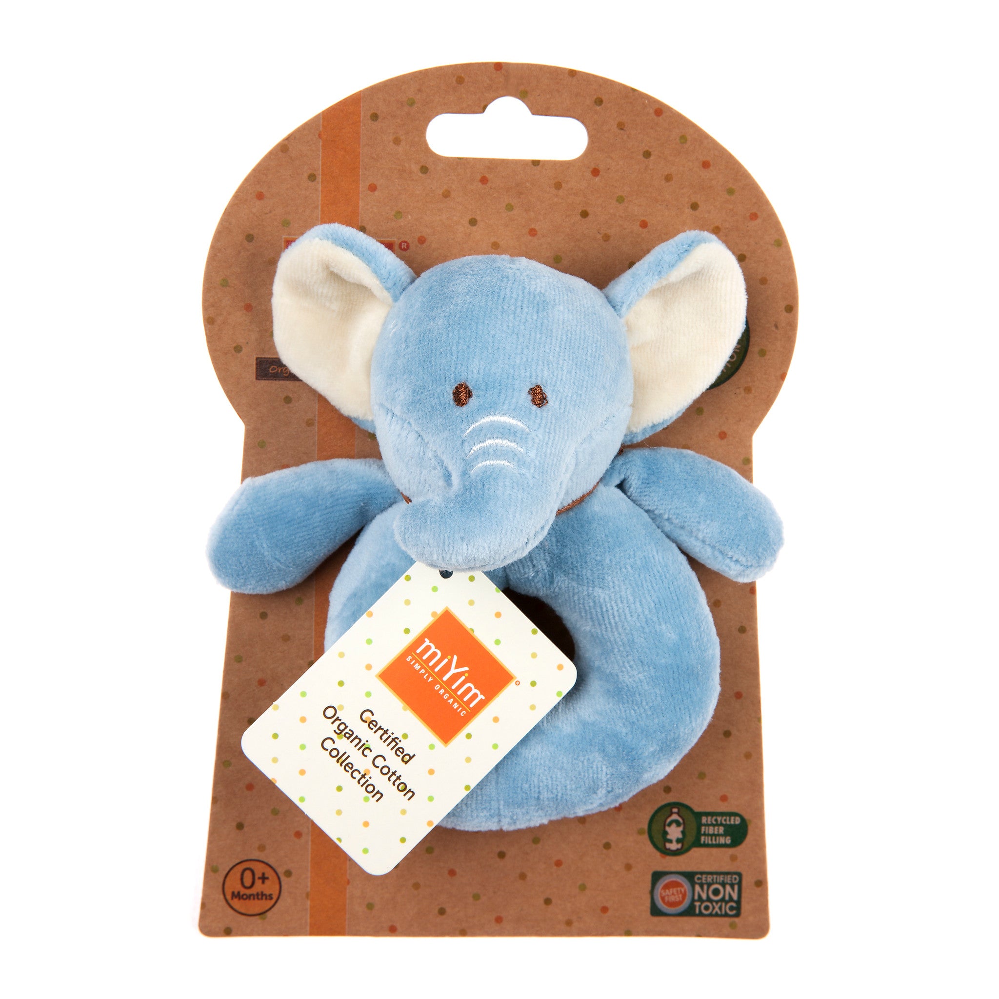 Organic Cotton Ring Rattle Elephant by Miyim – Dragonfly Toys