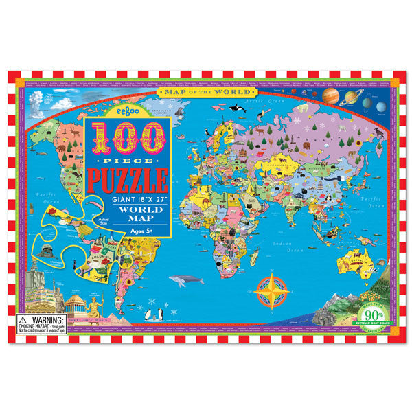 World Map Puzzle (100 Pieces) by Eeboo – Dragonfly Toys